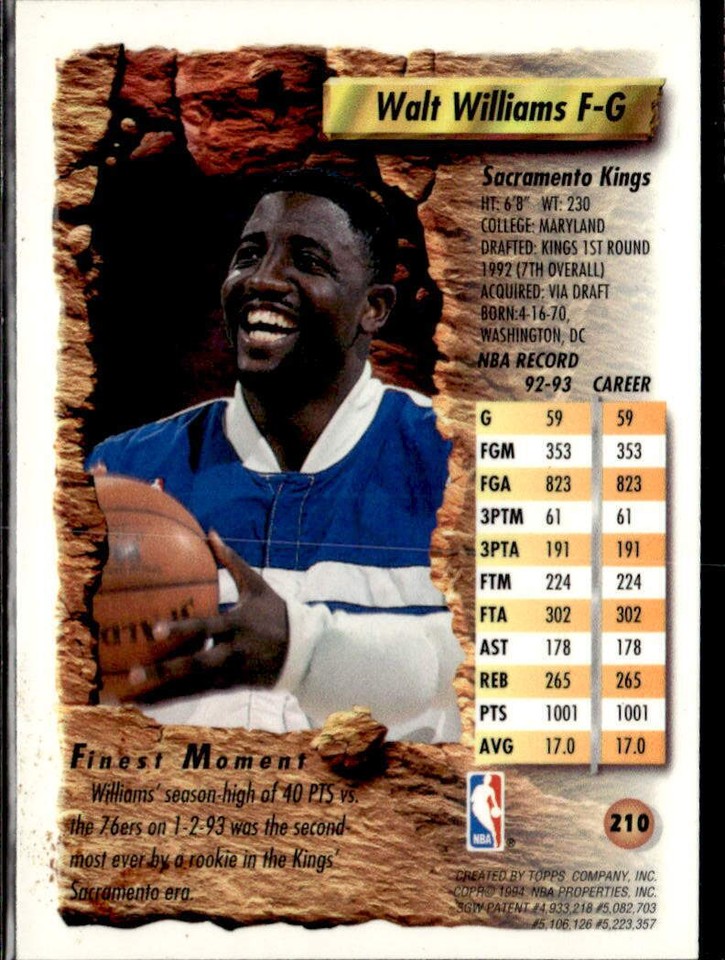 1993 Finest #210 Walt Williams VG/G | eBay