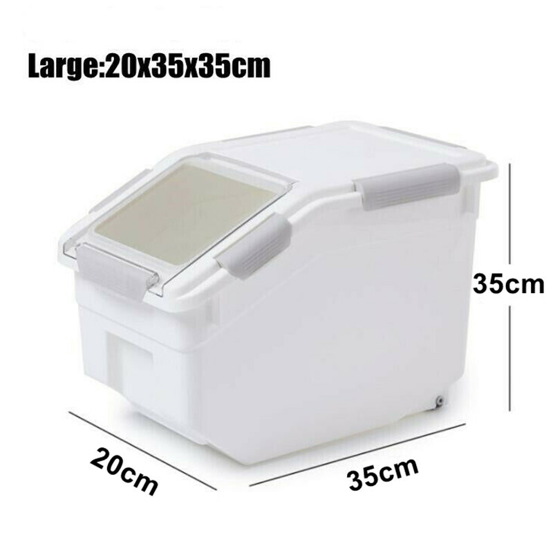 15KG Rice Storage Bucket Food Grain Container with Sealed Lid Moisture ...