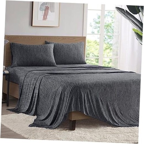 Cool Blend Sheet Set Jersey Knit, Heathered Yarn Tonal Design, Queen ...