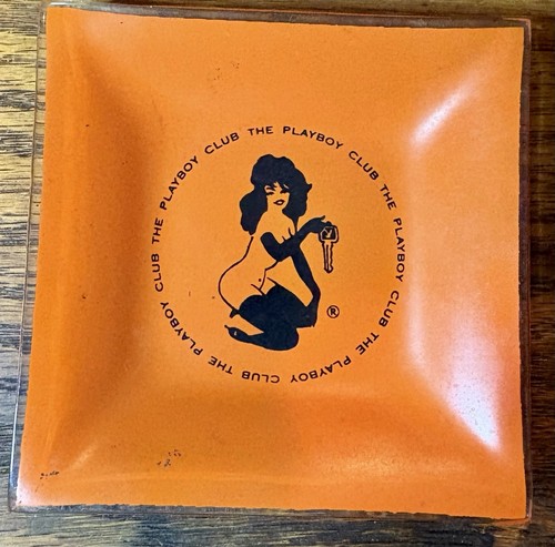 1960s Vtg Playboy Club Orange Glass Ashtray Retro Art Deco Bunny Hugh ...