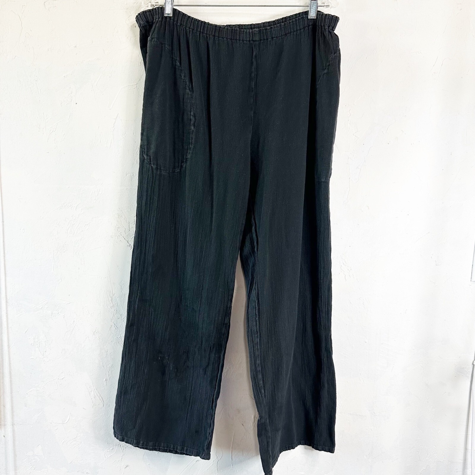 Abaca Cotton Gauze Flowy Wide Leg Flare Pants Boho Be… - Gem