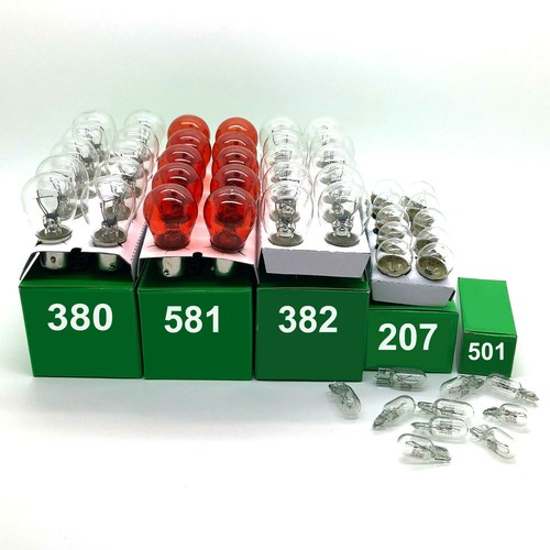 50 x Assorted Quality 12 Volt Car Bulbs Set - 10 of Each 380 382 581 ...