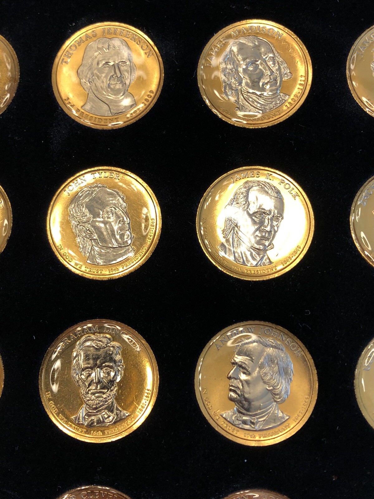 PRESIDENTIAL DOLLAR $ 37 PCS COIN SET W/ Display BOX Gold Platinum ...