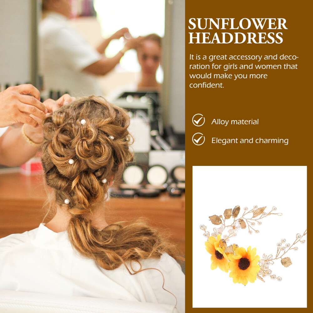 Sun Flower Headband Alloy Miss Bride Crown Bridal Headpieces for ...