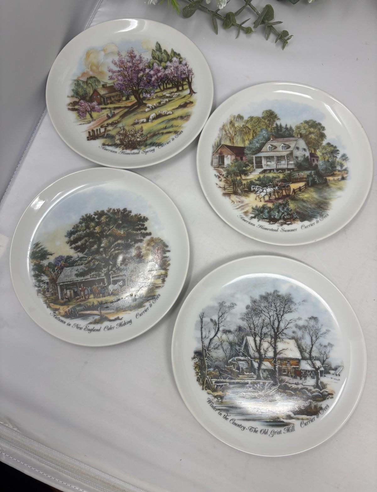 Vintage Set of 4 Decorative Plates Currier and Ives Four Seasons Wall ...