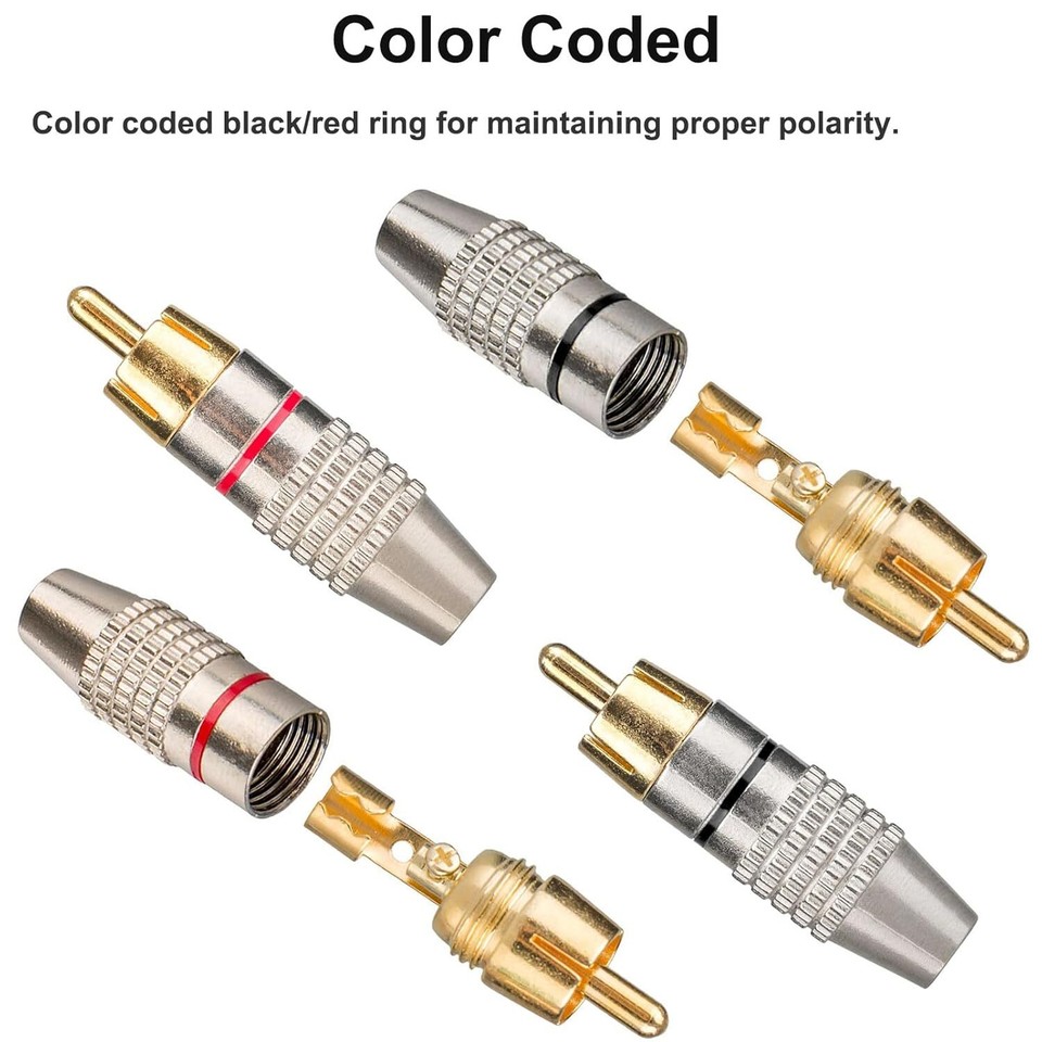 RCA Male Plug Solder Gold Audio Video Cable Adapter | Universal | 20 ...