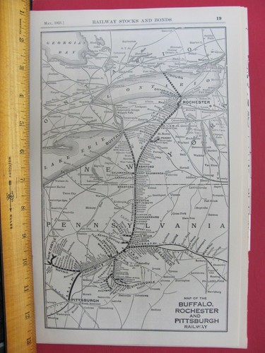 ORIG 1921 BUFFALO ROCHESTER & PTIISBURGH RAILWAY SYSTEM MAP BR&P RR ...