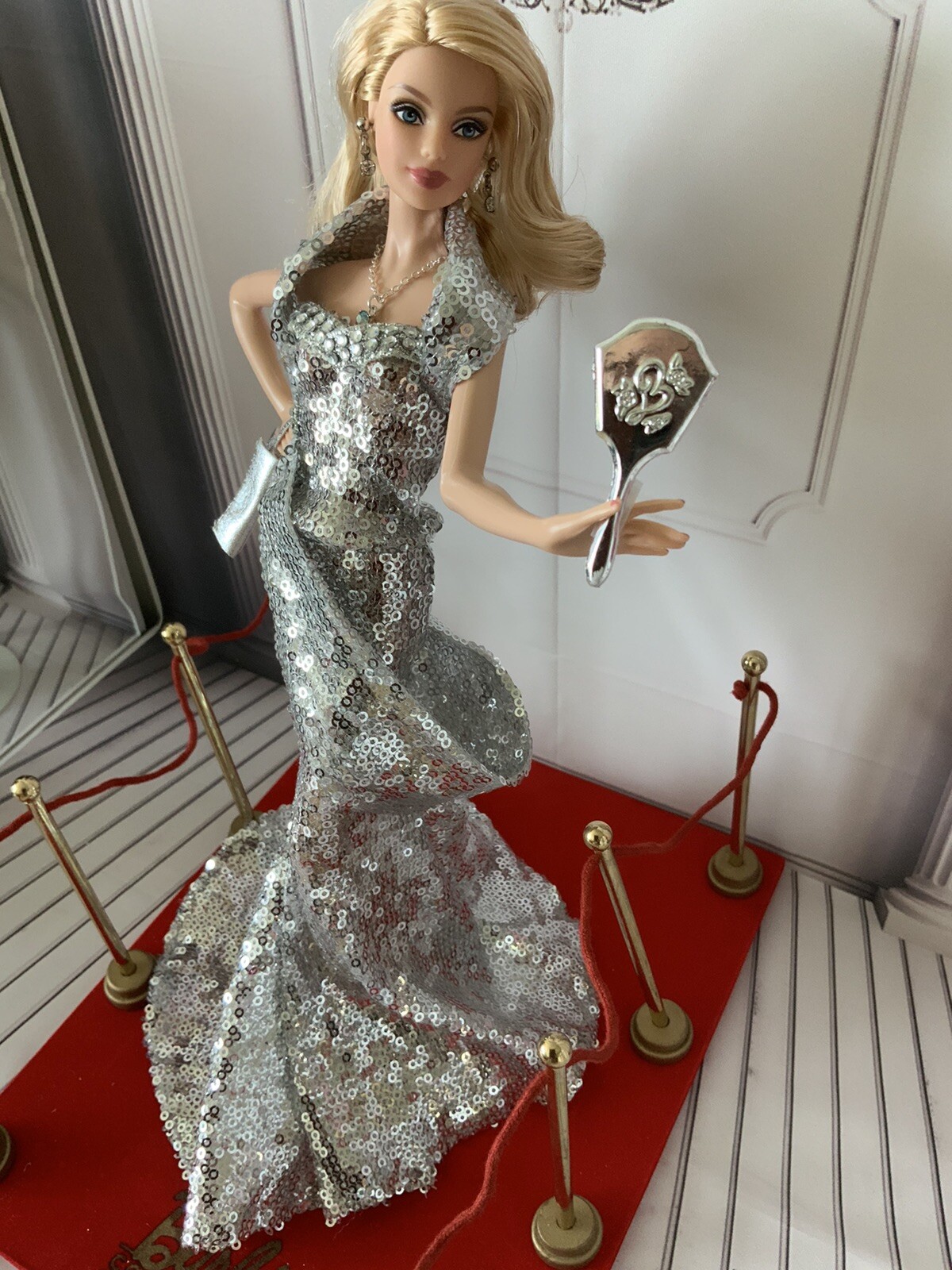 Barbie~Model Mused Doll On The Red Carpet In Beautiful Silver Sequined ...