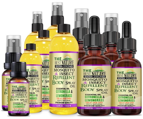 Citronella & Lemongrass Essential Oil Mosquito Insect Repellent Body ...