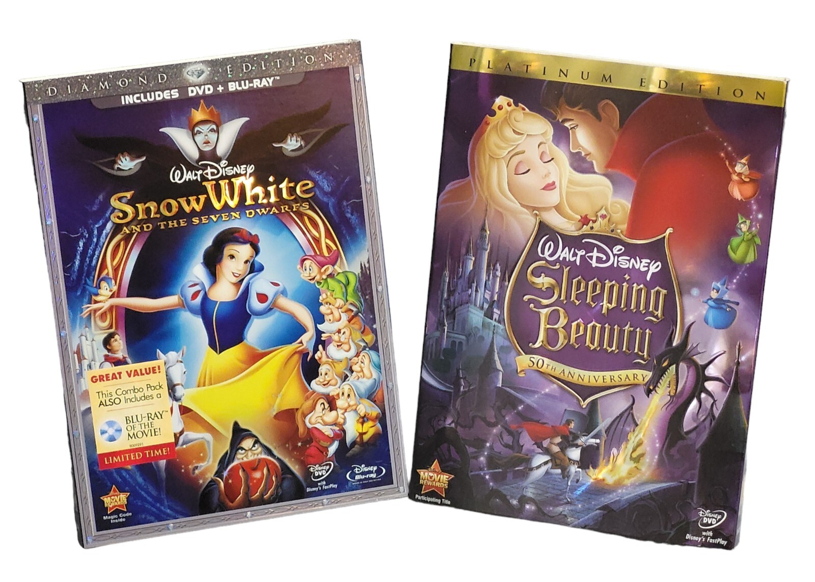 Set of 2 Disney DVDs Blu-Ray Snow White and Sleeping Beauty New Sealed ...