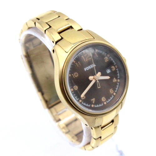 Fossil Watch Women's Luxury Classic Stainless Steel Copper Tone Red ...