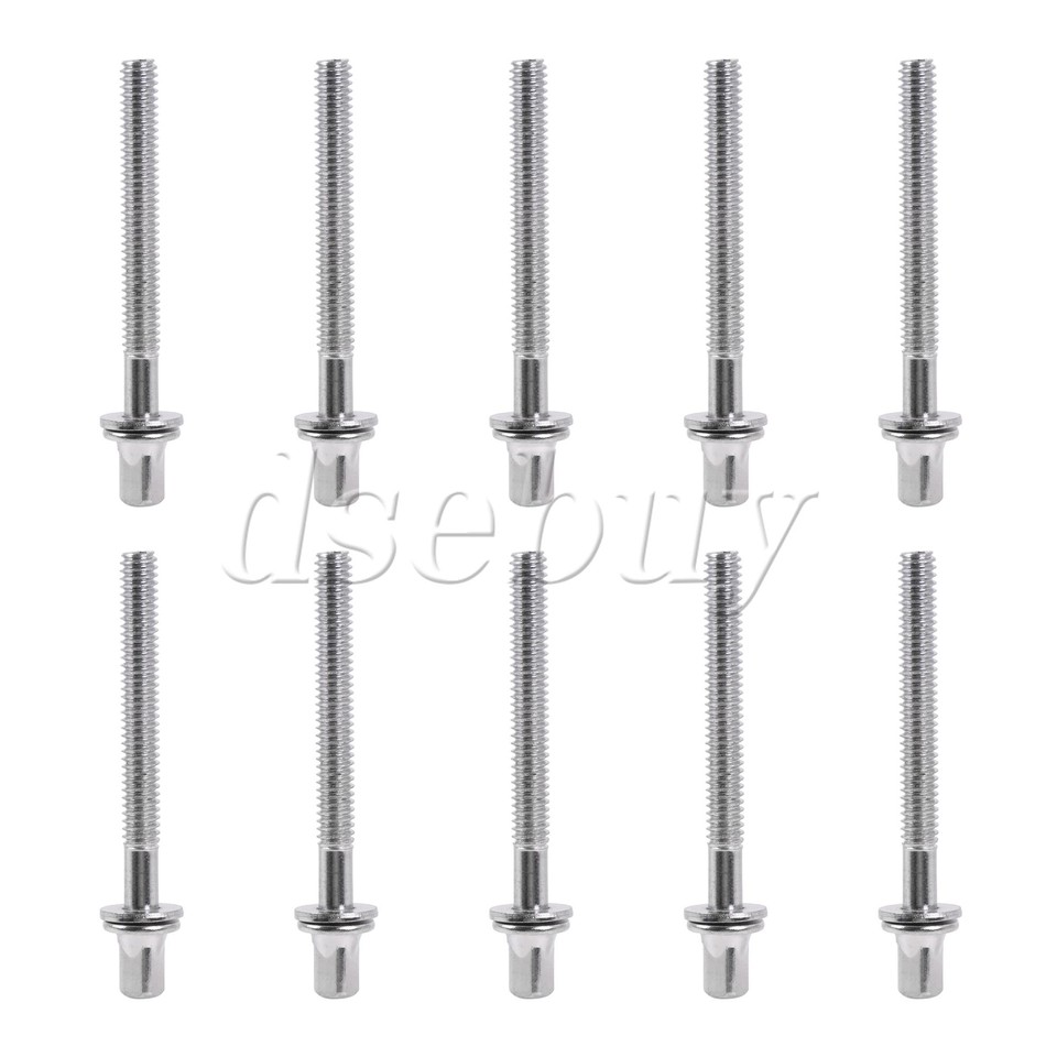 10 Pieces 1/5 Inch Drum Percussion Tension Rods Screw 50mm with Gaskets ...