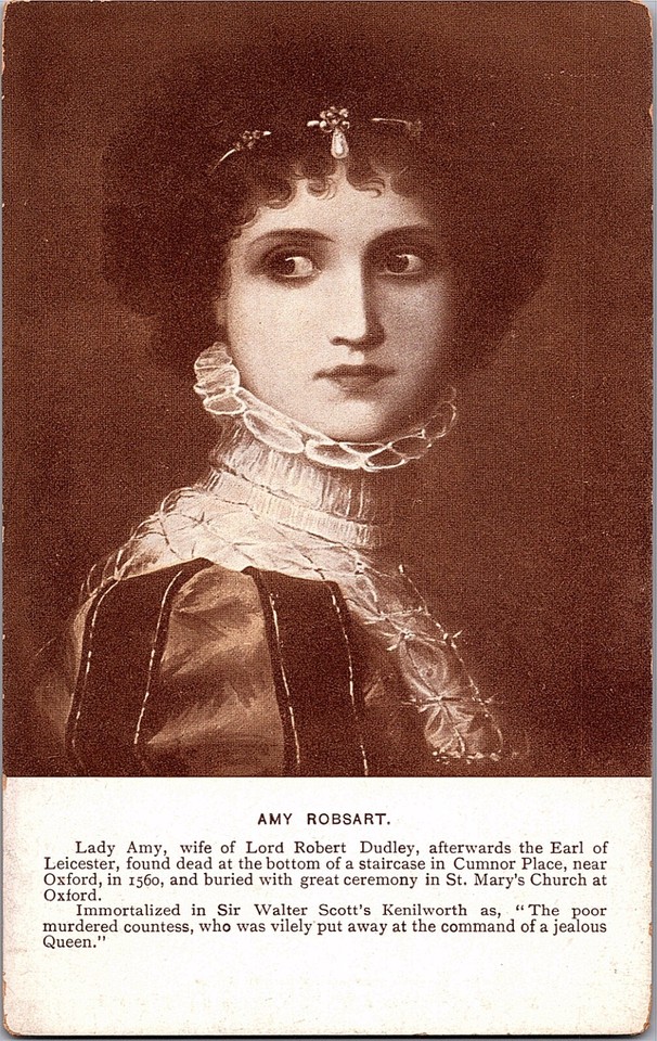1900's Vintage Postcard Amy Robsart Lord Robert Dudley First Wife Found ...
