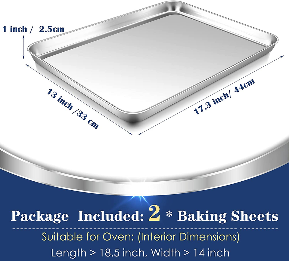 Stainless Steel Cookie Sheet Baking Pan Oven Tray Commercial Baking ...