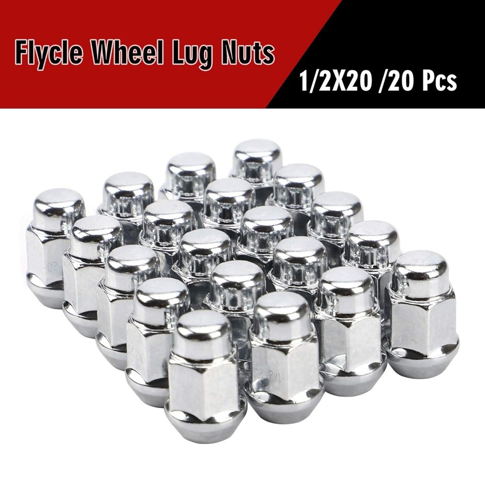 20 Pc Ford Lug Nut 1/2-20 Chrome 1.4" Fit 5-Lug F100/F150/Edge/Explorer ...