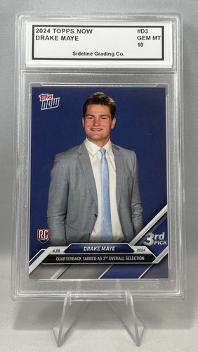 Drake Maye Rookie Graded 10 Gem Mint 2024 Topps Now RC #D3 Draft Night ...
