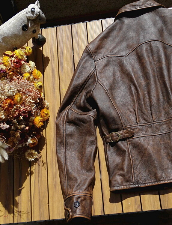 Mens Washed Distressed Tea-core Calfskin Leather Vintage Style Casual ...