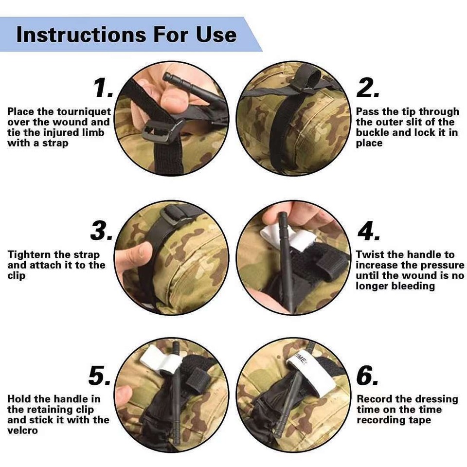 1PK Israeli Tourniquet Trauma Bandage 6"/ Black Tourniquet Buckle First ...