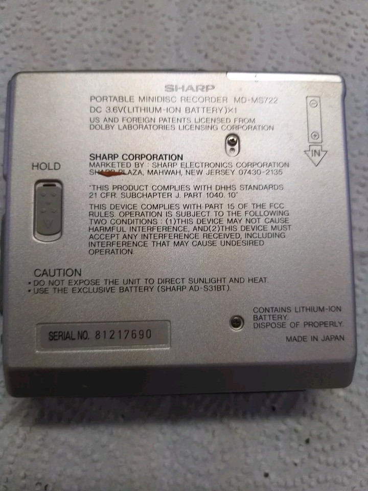 SHARP MD-MS722 Minidisc Player Working Read | eBay