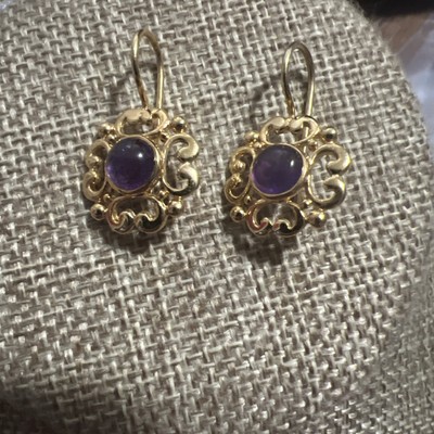 Sterling Silver 325 Gold Amethyst Hook Pierced Earring | eBay