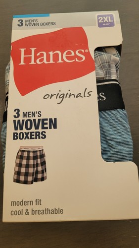 Hanes Originals Men's Woven Boxers Cotton Blend 3-Pack Multicolor, Size ...