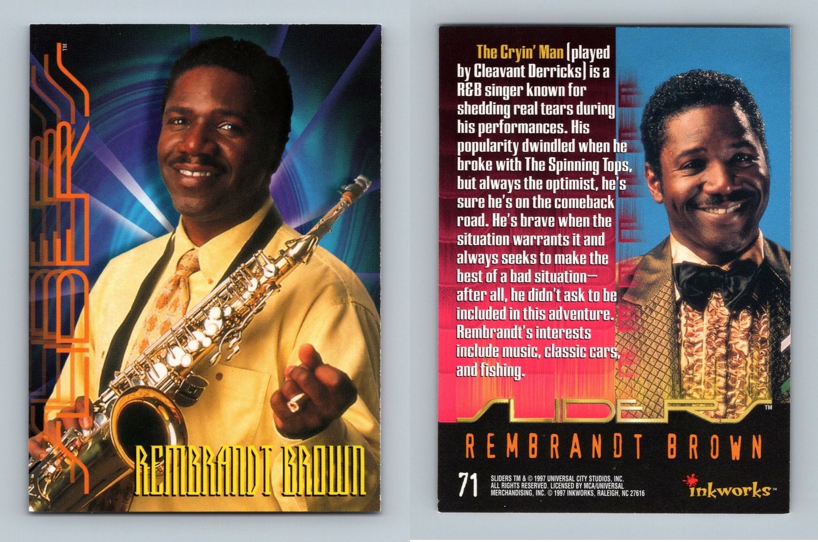 Rembrandt Brown #71 Sliders 1997 Inkworks Trading Card | eBay