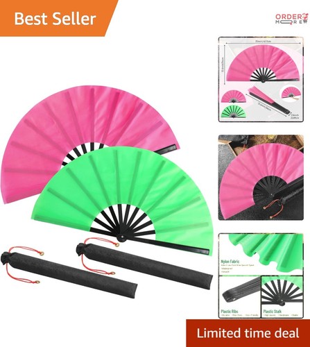 Large Silk Folding Hand Fans 13.4" x 25" Perfect for Dance, Festivals ...