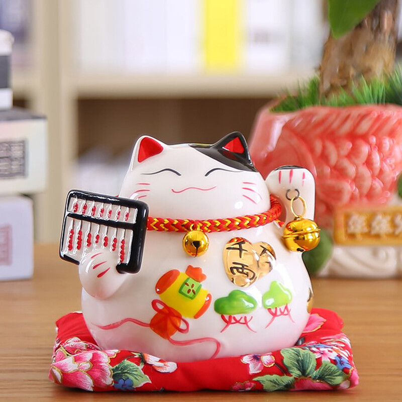 Ceramic Lucky Cat Maneki Neko Business Gifts Fortune Cat Money Feng ...