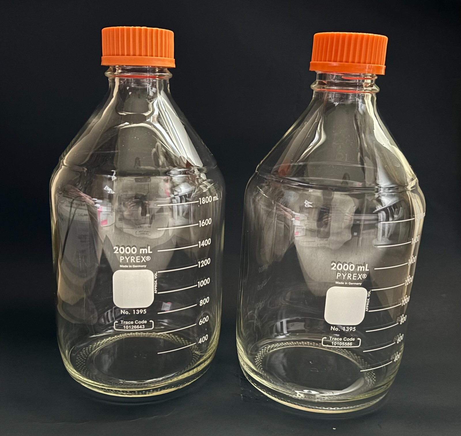 Pack of 2 PYREX 2000 ml Glass Media Bottle with GL-45 Cap and Ring ...