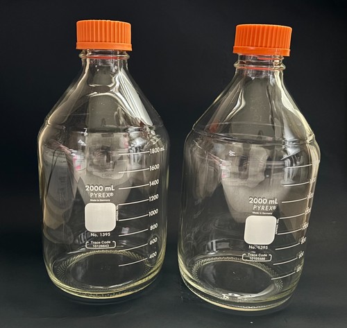 Pack of 2 PYREX 2000 ml Glass Media Bottle with GL-45 Cap and Ring ...