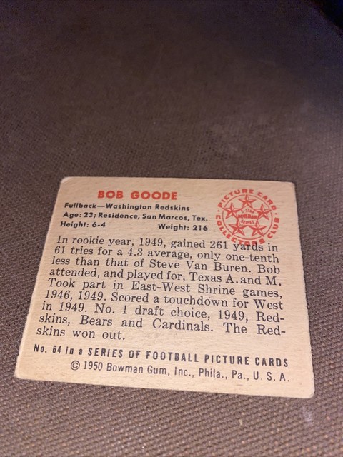 1950 Bowman - #64 Bob Goode (RC) for sale online | eBay