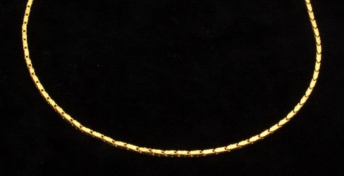 VINTAGE 22K THAI SOLID GOLD BAHT BOX CHAIN PENDANT SHINY NECKLACE 22in ...