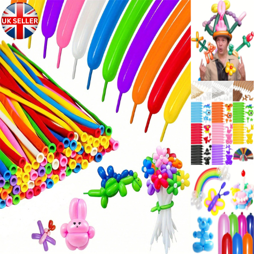 100 x Long Modelling Balloons Latex Plain Balons 260Q Twisting Magic ...