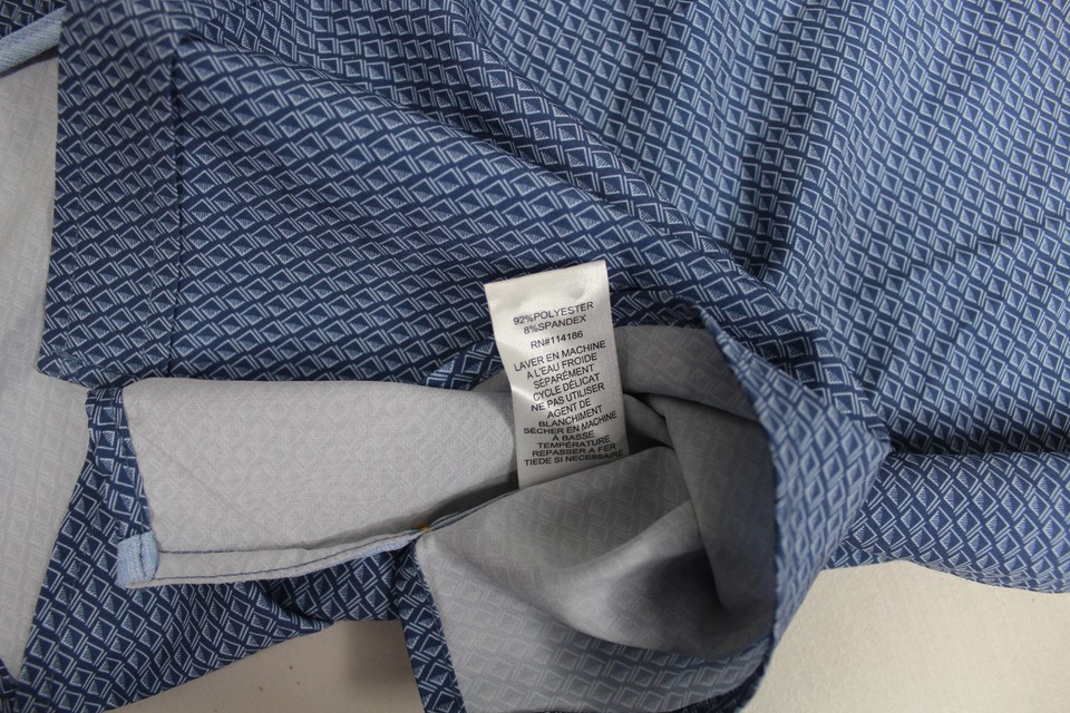 Mens L Large Thomas Sterling Performance Stretch Button Up Short Sleeve ...