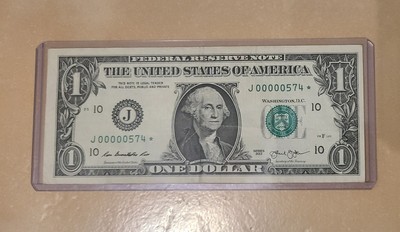 A Rare 2013 One Dollar Star Note With Low Serial Number J00000574 | eBay