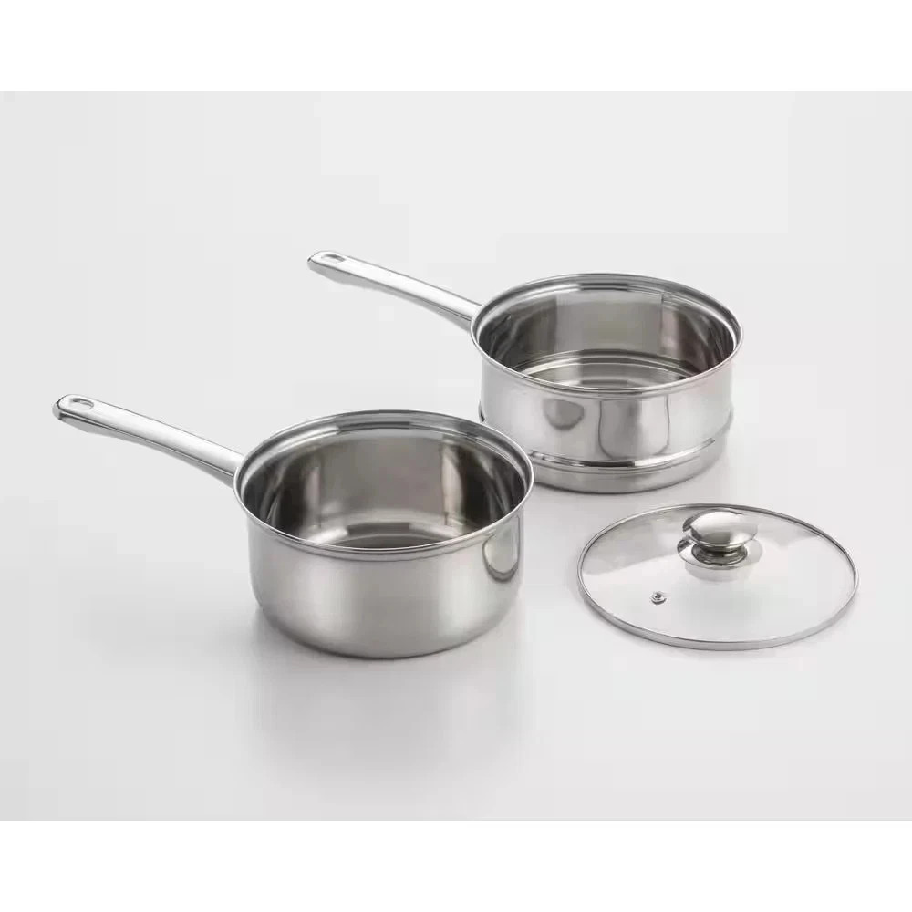 Stainless Steel Double Boiler with Lid 3-PCS 2.5 Qt Rust Resistant EZ ...