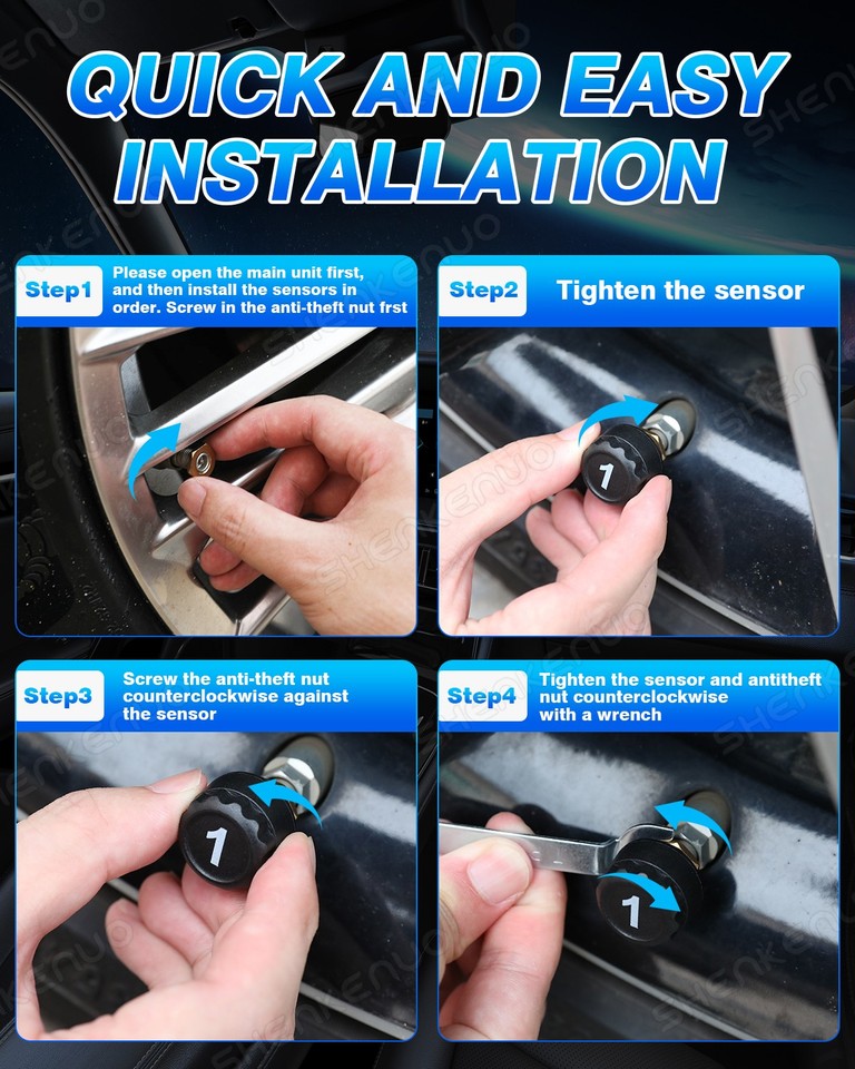 6-Wheel TPMS for Dually Trucks & Trailers - 6 Sensors Solar/USB ...