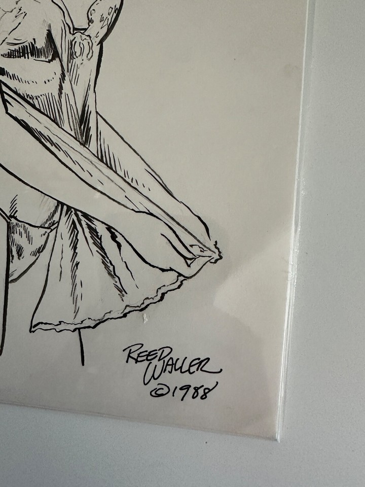 Reed Waller ORIGINAL SKETCH ART 1988 Omaha Cat Pin-Up Kate Worley ...