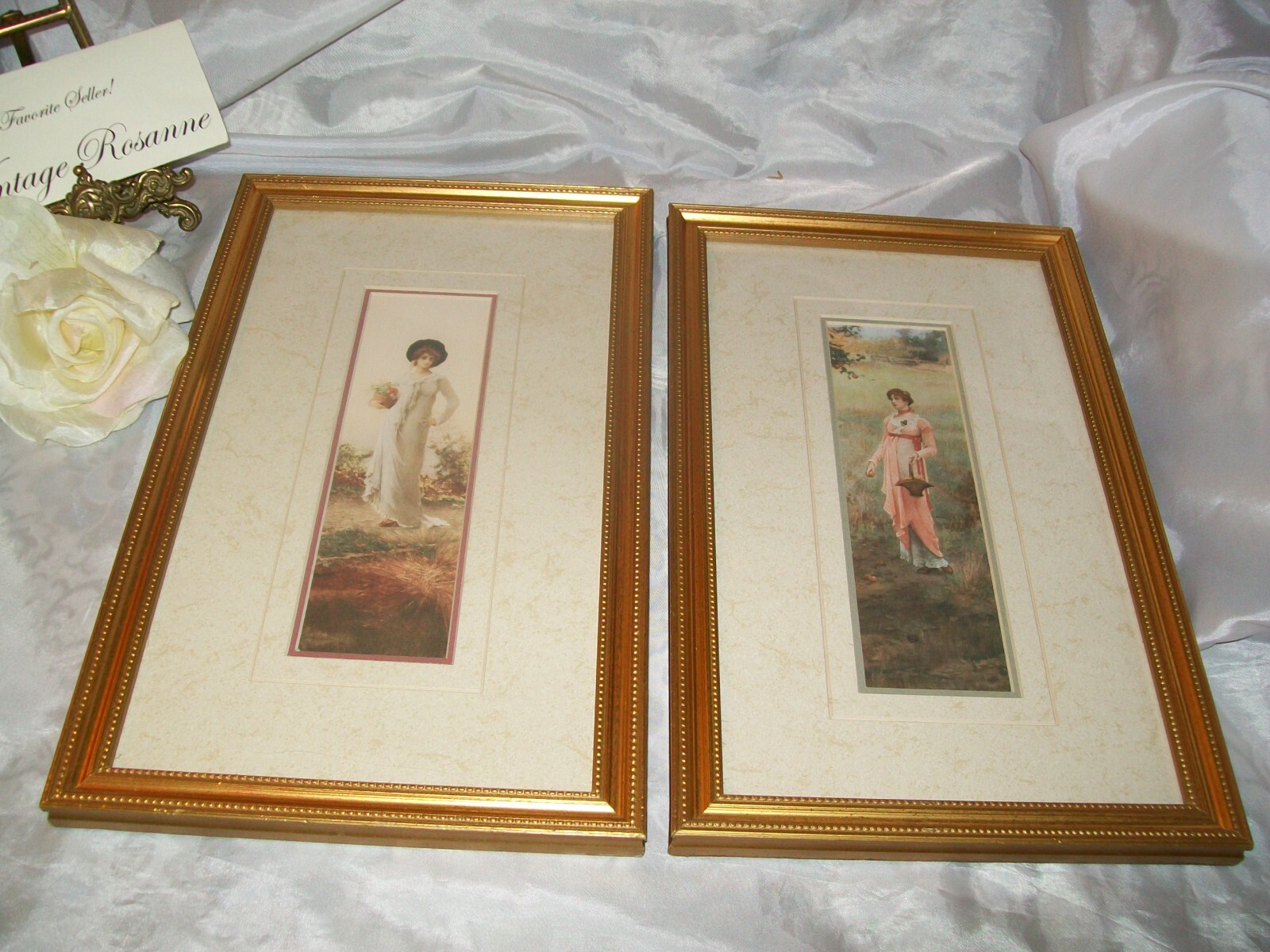 Vintage Artistic Innovations Prints Set of 2 Antique Look Ladies Framed ...