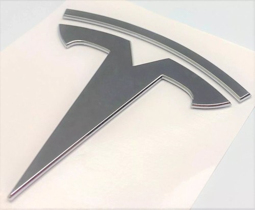 CHROME FRONT T LOGO FIT TESLA MODEL 3 FRONT HOOD EMBLEM BADGE OEM ...