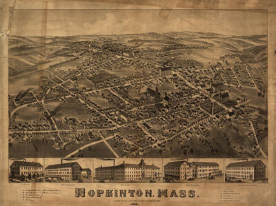 Panoramic Map of Hopkinton MA 16x20 | eBay