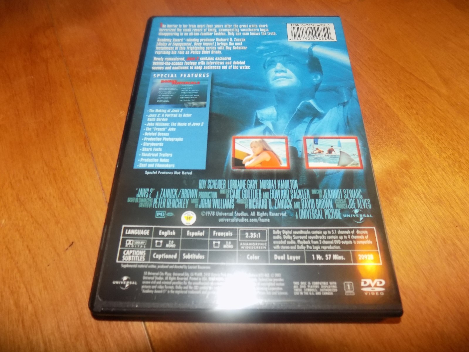 JAWS 2 Roy Scheider Widescreen Great White Shark Drama Movie Classic ...