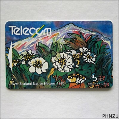 Telecom NZ New Zealand Native Flowers 1993 Mount Cook Lily $5 Phonecard ...