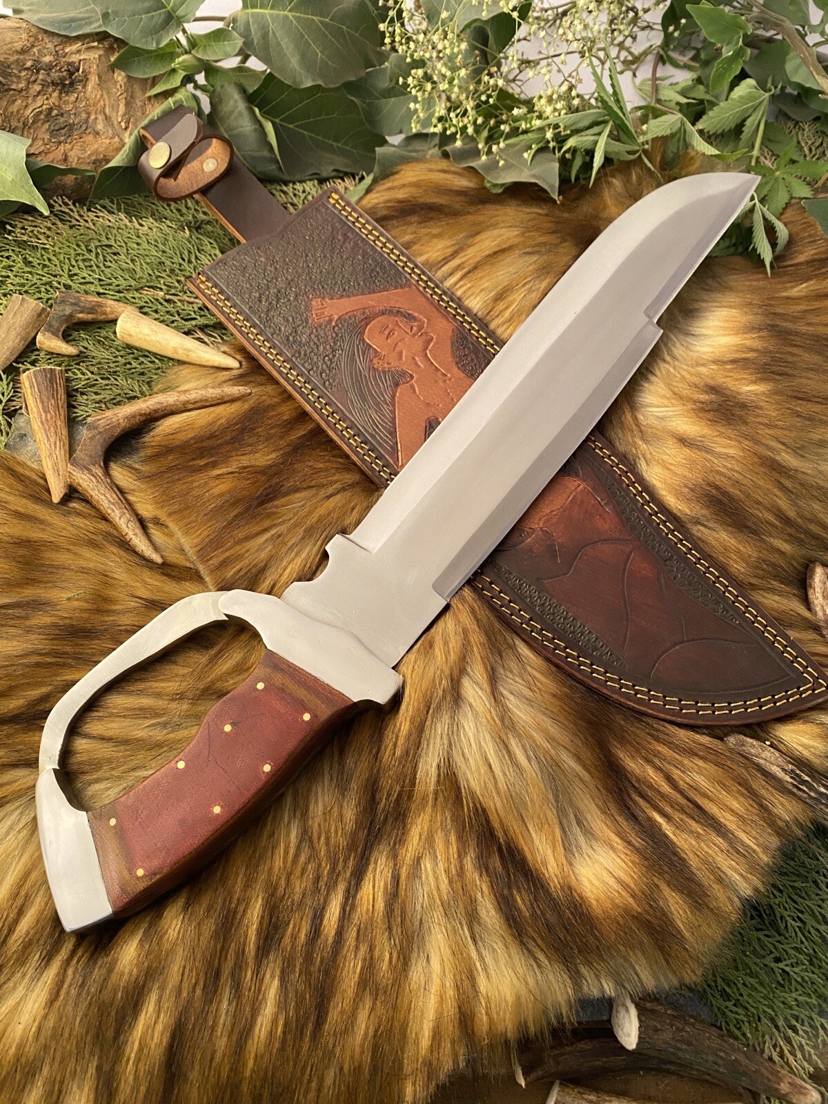 CUSTOM HANDMADE D2 TOOL STEEL HUNTING GERMAN DAGGER KNIFE W/SHEATH ...