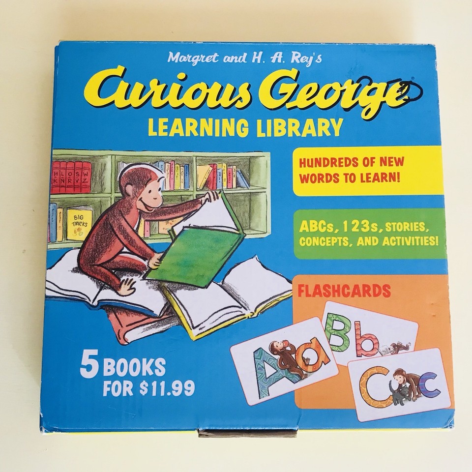 Curious George Learning Library + Flash Cards Boxed Set 5 Paperback ...