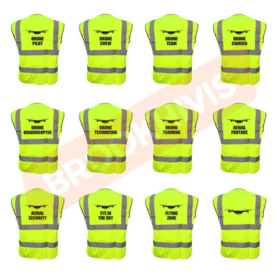 DRONE HI VIZ VIS WAISTCOAT VEST QUAD COPTER PILOT CREW TABARD AERIAL ...