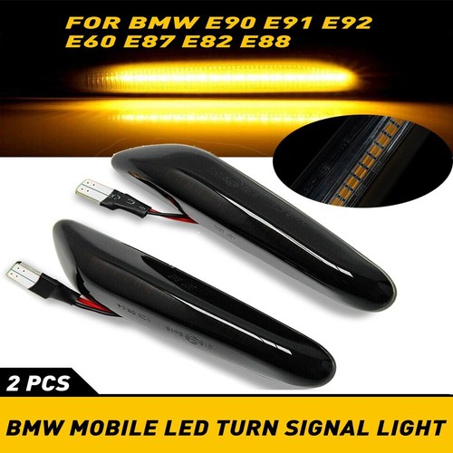 12V SMOKE LENS For BMW E82 E88 E90 LED Side Marker Light Signal Blinker ...