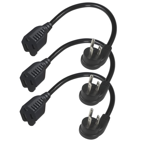 1FT Short Extension Cord Flat Head Extension Cord Indoor with 3 Prong ...