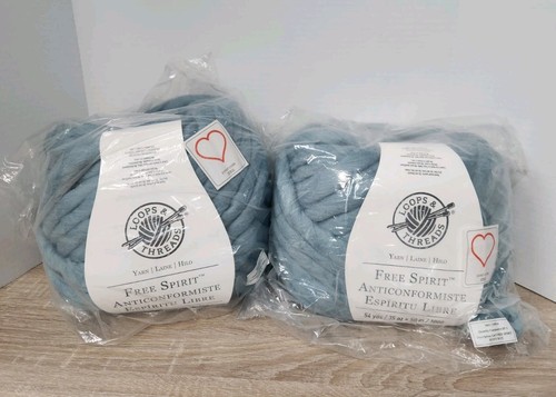 Loops And Threads Free Spirit Dusty Blue Jumbo (7) Yarn 54 Yds Each Lot ...
