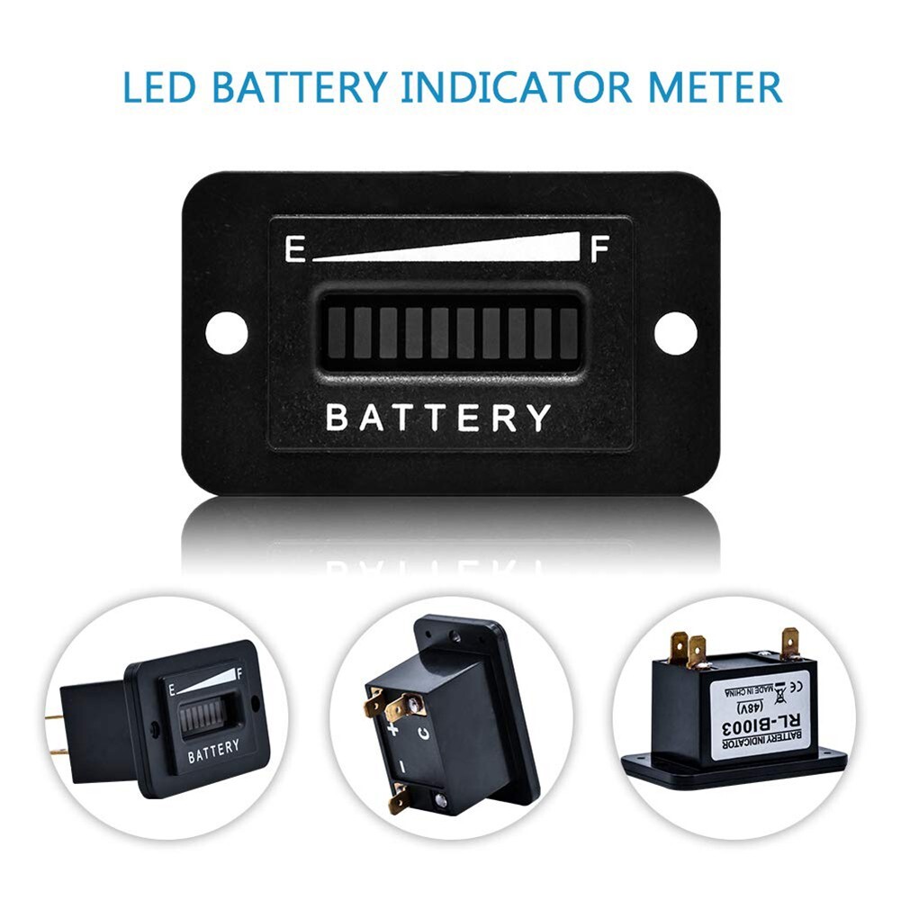 Battery Indicator LED Battery Meter Gauge Black Spare Accessories ...